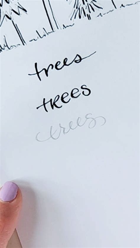 Trees Illustration Calligraphy Hand Lettering Drawing Tree Illustration Greeting Card