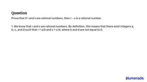SOLVED Prove That If R And S Are Rational Numbers Then R S Is A Rational Number