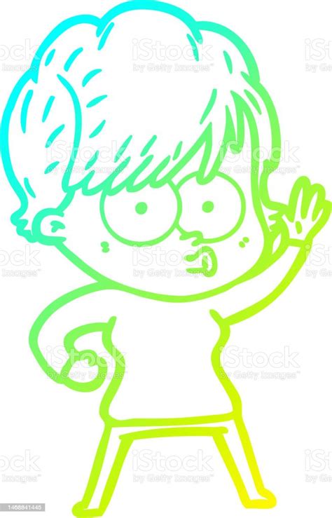 만화 여자의 차가운 그라데이션 선 그리기 귀여운에 대한 스톡 벡터 아트 및 기타 이미지 귀여운 그라데이션 낙서 드로잉