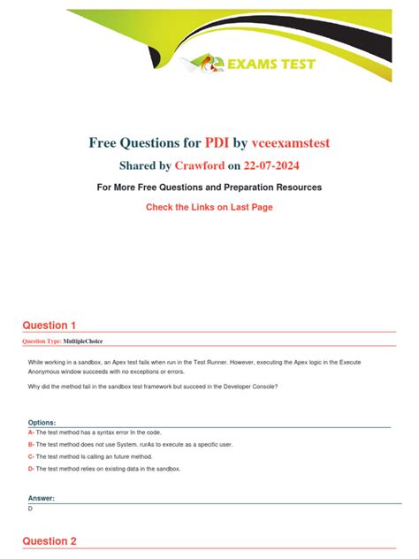 Salesforce Platform Developer I Dumps By Crawford 22 07 2024 10qa Vceexamstest Pdf Multiple