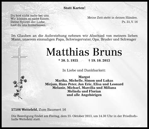 traueranzeigen von matthias bruns rz trauer de