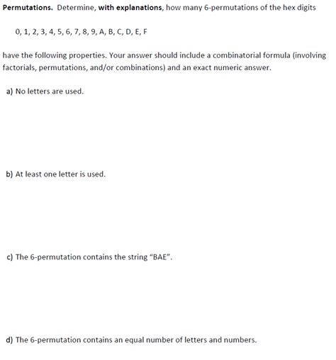 Solved Permutations Determine With Explanations How Many Chegg Com
