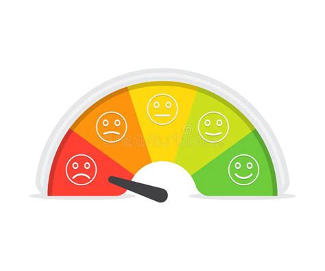 Customer Satisfaction Meter With Different Emotions Vector Illustration Scale Color With Arrow