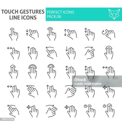 터치 제스처 선 아이콘 집합 기호 컬렉션 벡터 스케치 로고 삽화 슬쩍 표지판 선형 무늬 패키지 클릭 흰색 배경에 고립 10에 대한 스톡 벡터 아트 및 기타 이미지 Istock