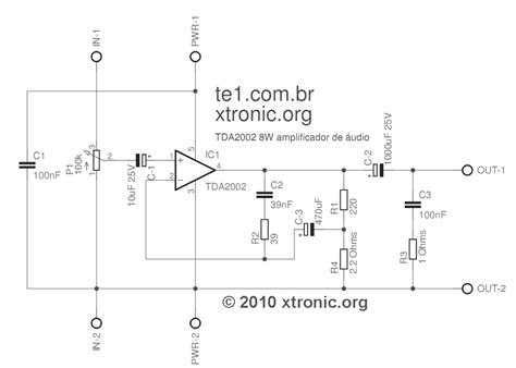 Tda2002 Circuito De Amplificador Potência 10w Toni Eletrônica