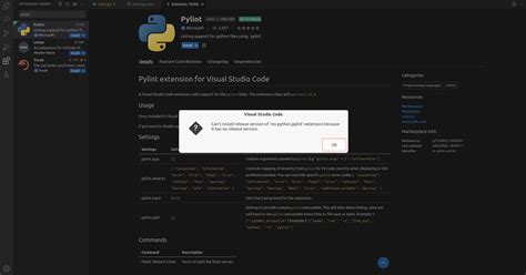 Cant Install Release Version Of Ms Pythonpylint Extension Because It Has No Release Version