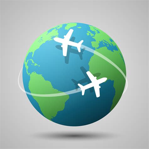 Airplane Flying Around The Globe Vector Illustration Worldwide Travel And Transportation