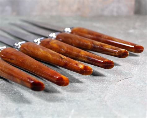 Set Of 6 Regent Sheffield Steak Knives Tortoise Shell Handle English Set Of 6 Regent Sheffield Steak Knives Tortoise Shell Handle English