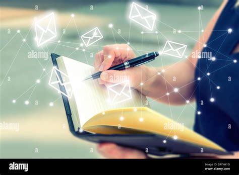Woman Write Down Letters In Notebook For Send Message Without Computer