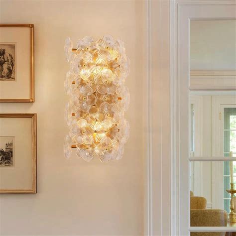 Llhzsy Dvorakova 14 96 In H 2 Light Gold Floral Wall Sconce With Clear