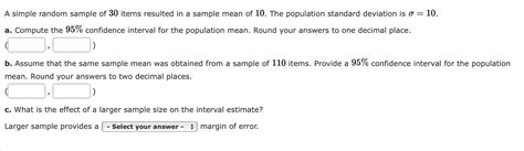 solved a simple random sample of 30 ﻿items resulted in a