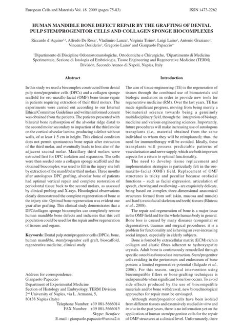 Pdf Human Mandible Bone Defect Repair By The Grafting Of Dental Dokumen Tips