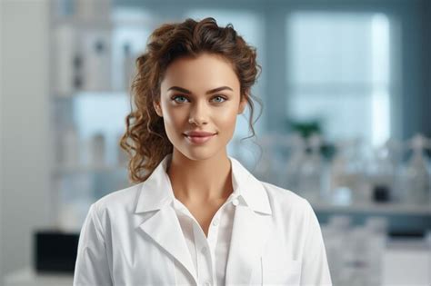 Premium Photo Smiling Woman In A Lab Coat