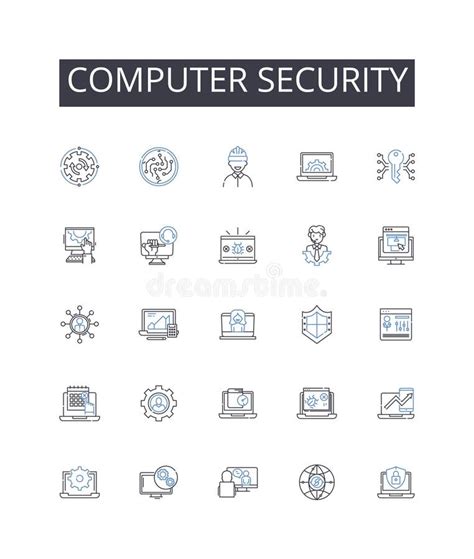 Computer Security Line Icons Collection Data Protection Nerk Safety Access Control