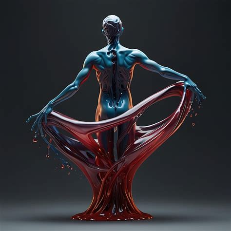 Human Figure Composed Of Twisting Flowing Liquid Creating A Dynamic And Fluid Form With