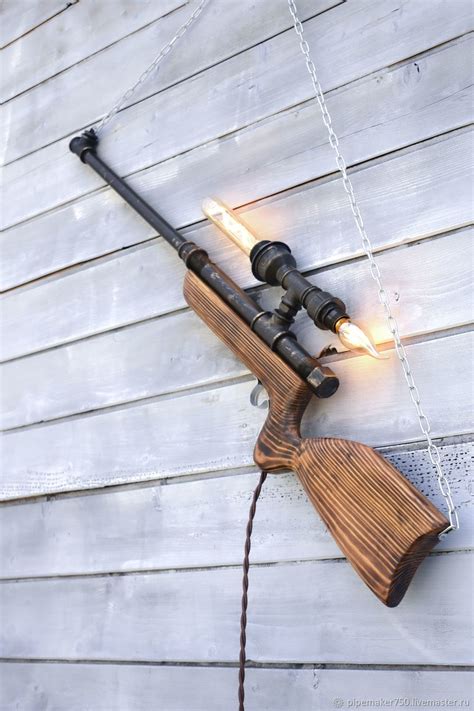 Подарок мужчине охотнику лампа Ружье в стиле Лофт Стимпанк на заказ в интернет магазине Ярмарка