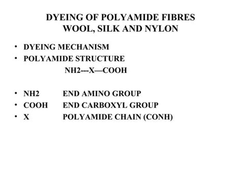 Dyeing Of Polyamide Fibres Ppt