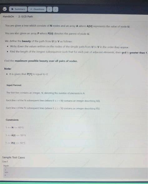 Summary Questions HandsOn 2 GCD Path You Are StudyX