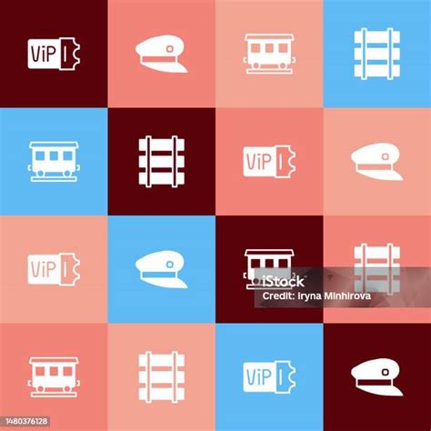 팝 아트 기차 티켓 운전사 모자 여객 열차 차량 및 철도 철도 트랙 아이콘을 설정합니다 벡터 거리에 대한 스톡 벡터 아트 및