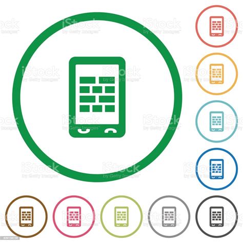 Mobile Firewall Flat Icons With Outlines Stock Illustration Download Image Now Answering