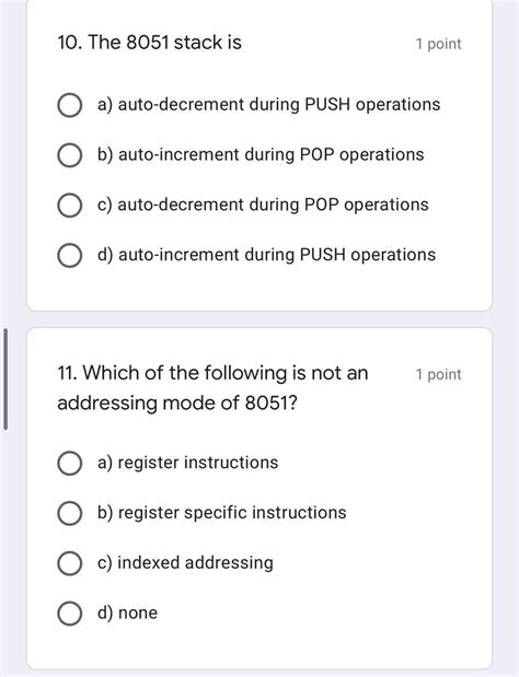 Solved 10 The 8051 Stack Is 1 Point O A Auto Decrement