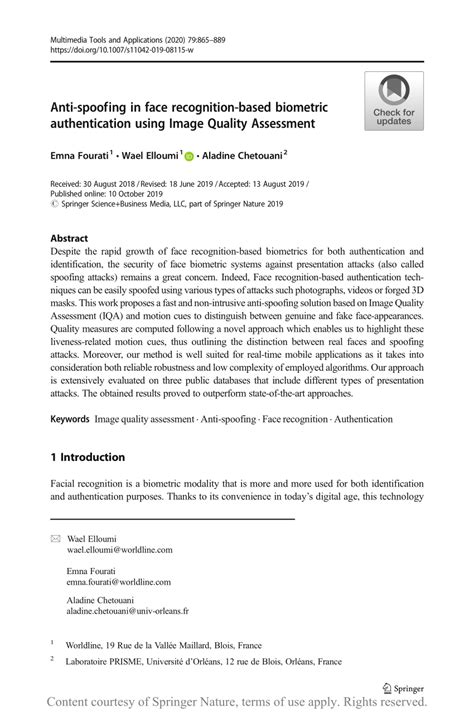 anti spoofing in face recognition based biometric authentication using