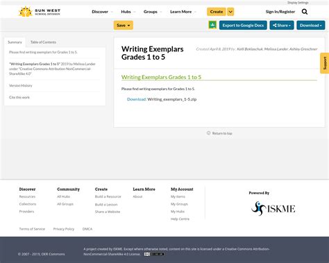 Writing Exemplars Grades 1 To 5 Resource Bank