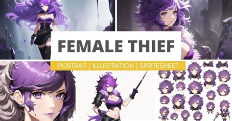 Female Thief Shadow Moon Fantasy Job Class Character Set 2d