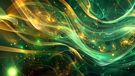 A Mesmerizing Swirl Of Golden And Green Hues Intertwines Elegantly