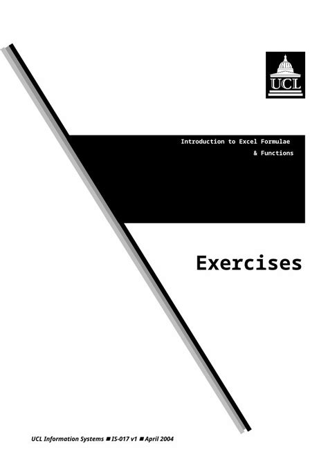 DOC Introduction To Excel Formulae Functions Exercisesza Current