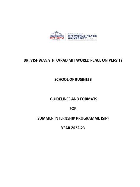 Sip Guidlines With Formats Batch 2022 24 Pdf Methodology Marketing Research