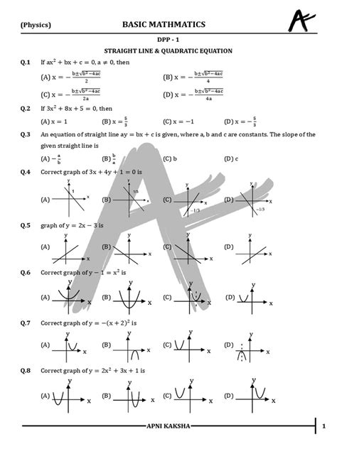 Dpp 01 Basic Maths Straight Line And Quadratic Equation Pdf