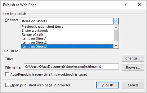 Convert Workbooks To HTML Format Microsoft Excel