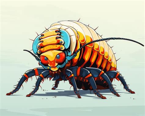 Myriapod Arthropod Flat Design Front View Centipede Cartoon Drawing