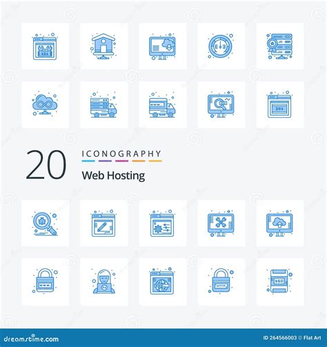 20 web hosting blue color icon pack like computer tools web control technical screen stock