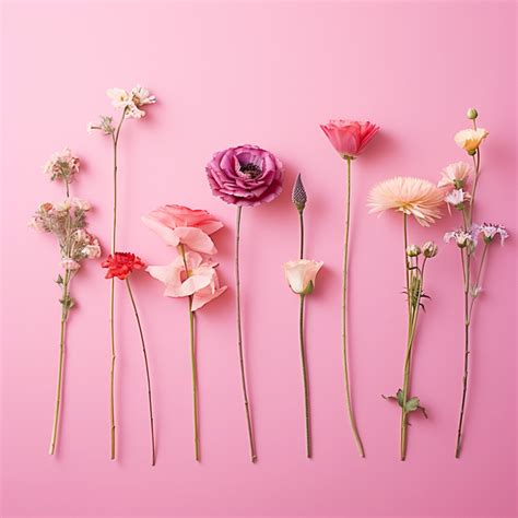 Different Kinds Of Flowers On A Pink Background In Series High Resolution Flower Lucky