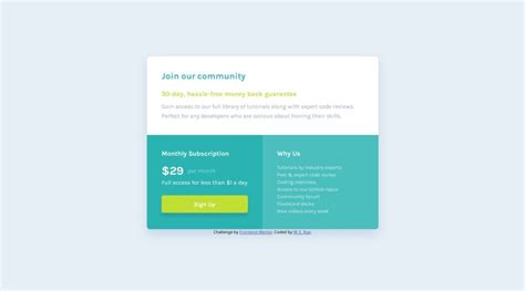 Frontend Mentor Single Price Grid Component Using Html And Css Coding Challenge Solution