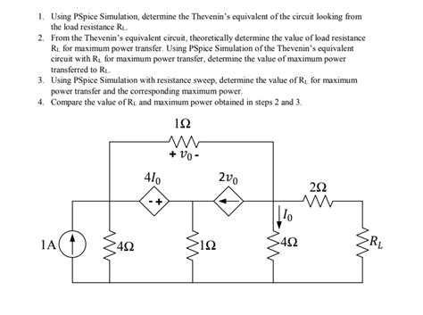 Solved 1 Using Pspice Simulation Determine The Thevenins