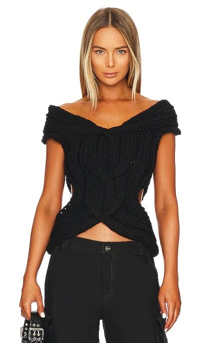 Dion Lee Chunky Cable Corset Top In Black Modesens