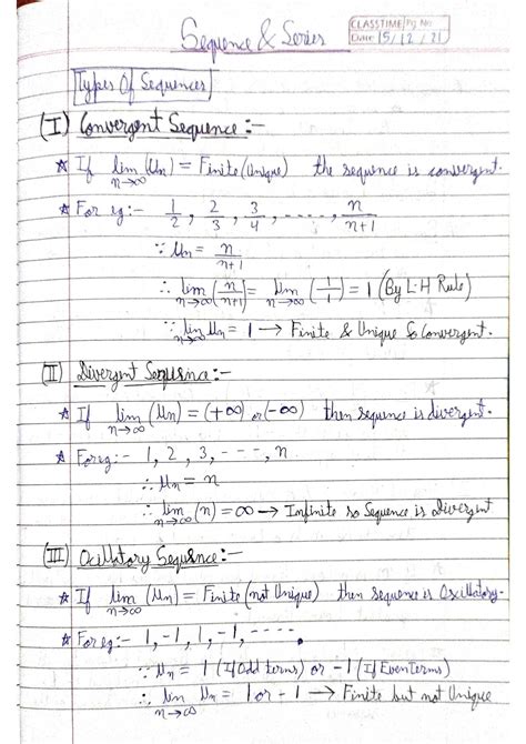 SOLUTION Sequence And Series Engineering Mathematics Complete Handwritten Notes Studypool