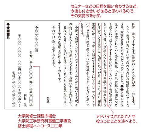 26お礼状の書き方インターンシップ会社訪問OBOG訪問高知工科大学 就活支援ブック