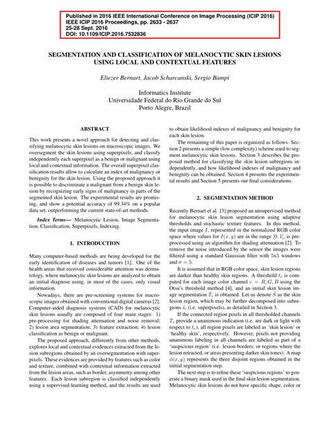 pdf segmentation and classification of melanocytic skin lesions using