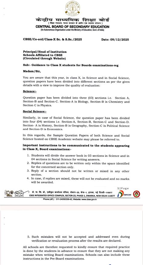 Cbse Issues New Guidelines For Class 10 Science And Social Science Exams