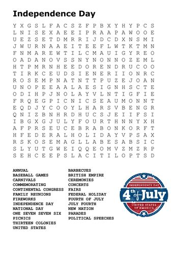 Independence Day Word Search Printable Free Printable Templates