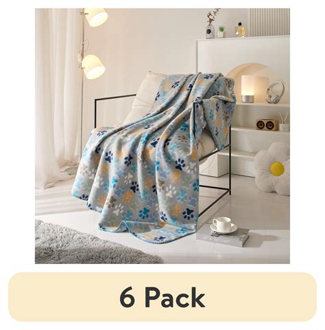 6 Pack Mainstays Cozy Fleece Throw Blanket Gray Paw 50 X 60 All