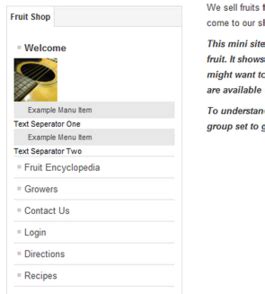 Help Menus Menu Item Separator Joomla Documentation
