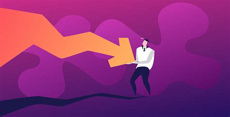 금융위기 파산투자리스크 개념 하향그래프 전체 길이 수평아래로 떨어지는 경제화살을 막는 사업가 충돌 사고에 대한 스톡 벡터 아트