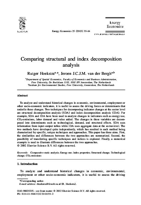 Pdf Comparing Structural Decomposition Analysis And Index