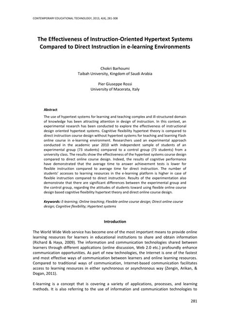 Pdf The Effectiveness Of Instruction Oriented Hypertext Systems Compared To Direct Instruction
