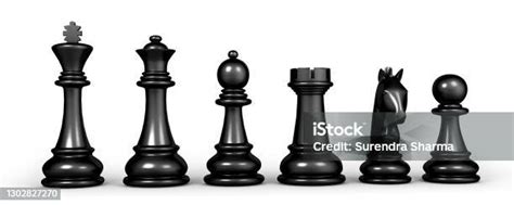 흰색 배경에 고립 된 검은 체스 조각 세트 3d 일러스트레이션 나이트에 대한 스톡 사진 및 기타 이미지 나이트 킹 체스